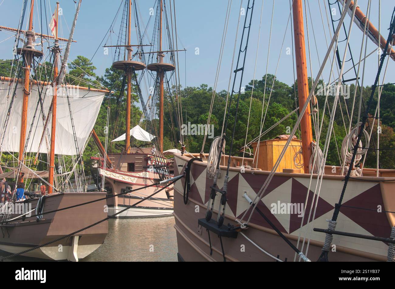 the landmark historic ships docked within the jamestown settlement ...