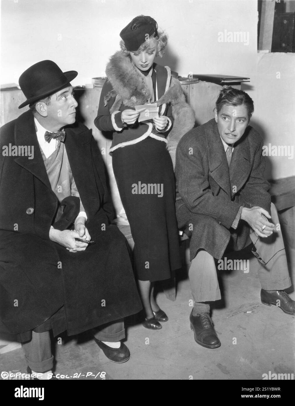 EDWARD EVERETT HORTON, RONALD COLMAN and ISABELLK JEWELL waiting on the ...
