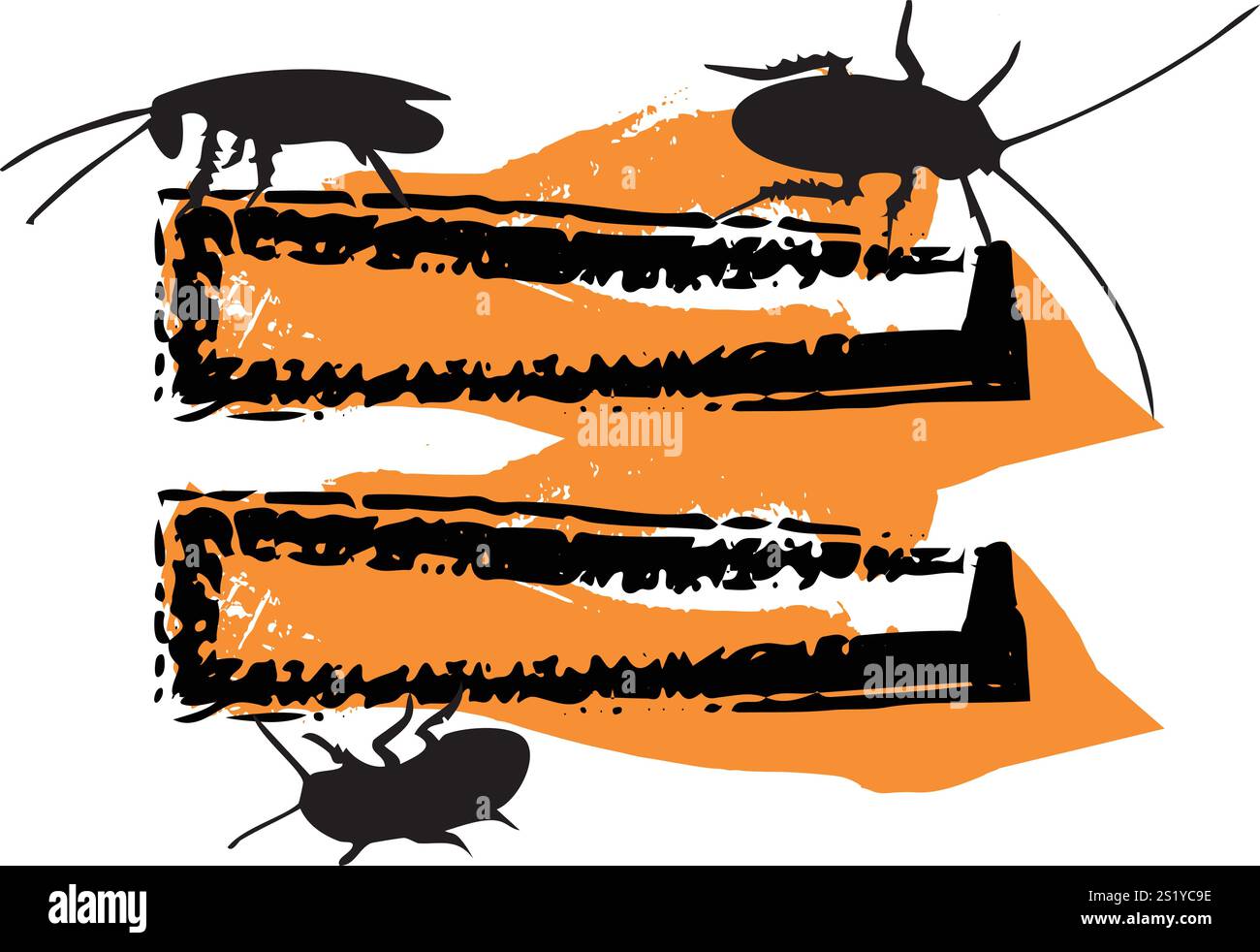 Illustration of equal symbol filled with cockroaches and bugs Stock ...