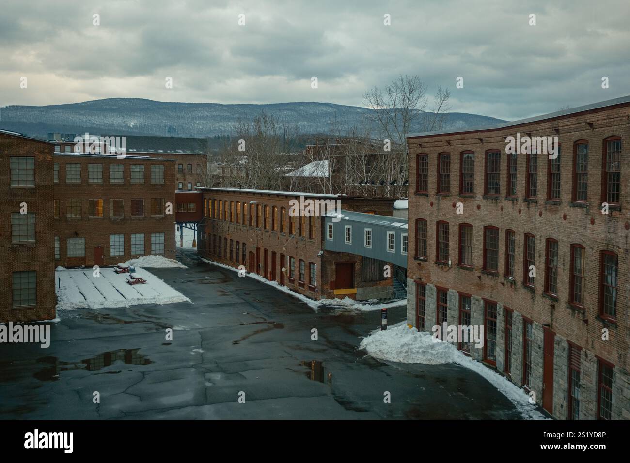 View of brick buildings at MASS MoCA, North Adams, Massachusetts Stock ...