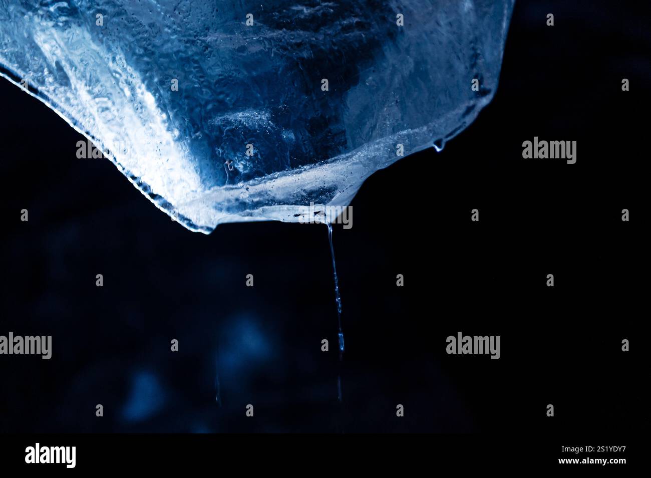 Large piece of ice melting in an ice cave inside Vatnajökull glacier ...