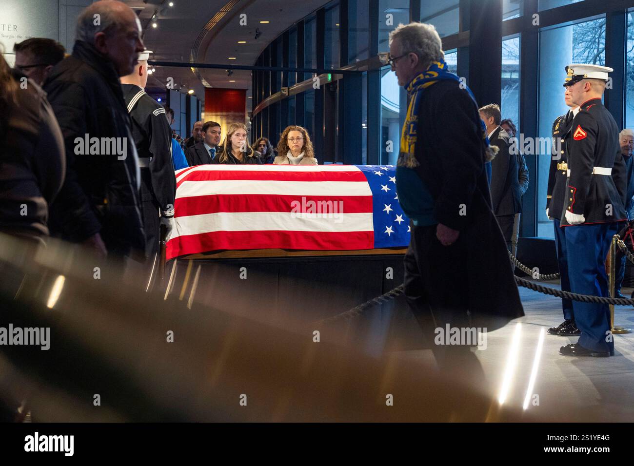 Mourners view the casket of former President Jimmy Carter as he lies in repose at the Jimmy ...