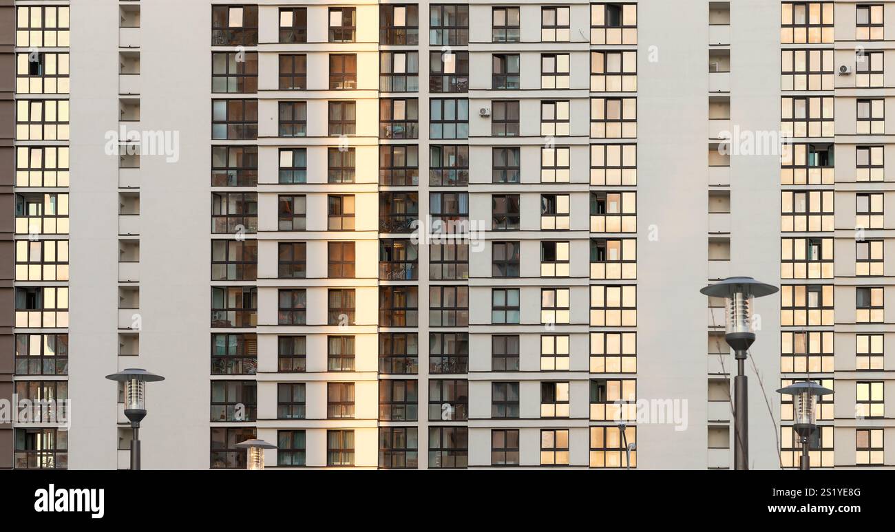 Urban building facade. Seamless pattern of a modern residential ...