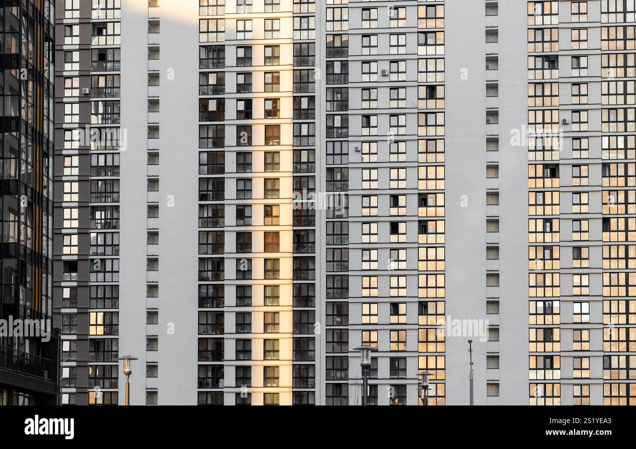 Urban building facade. Seamless pattern of a modern residential ...