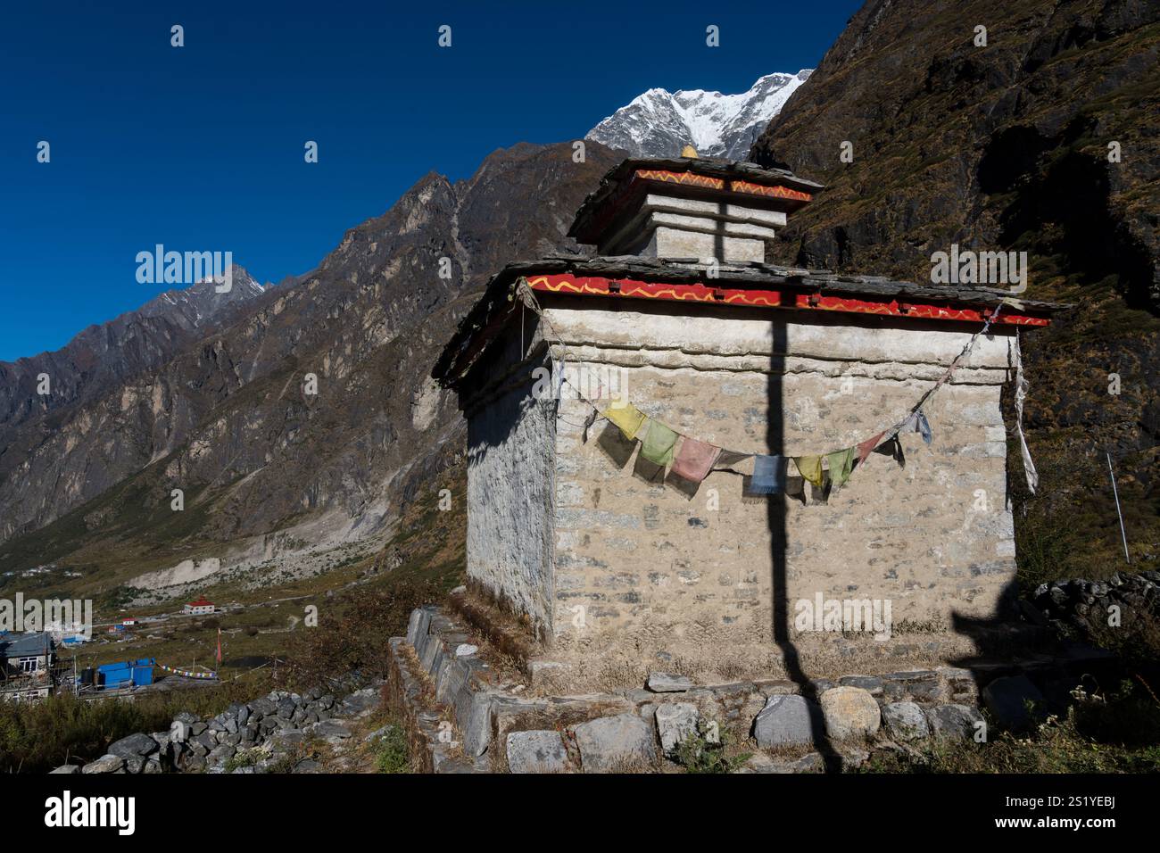 Langtang Lirung Mountain Sunrise Landscape seen from Langtang Village during Kyanjin Himalaya ...