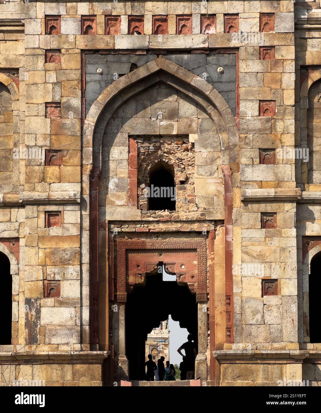 Ancient Indian building detail. Intricate Mughal-style stone ...