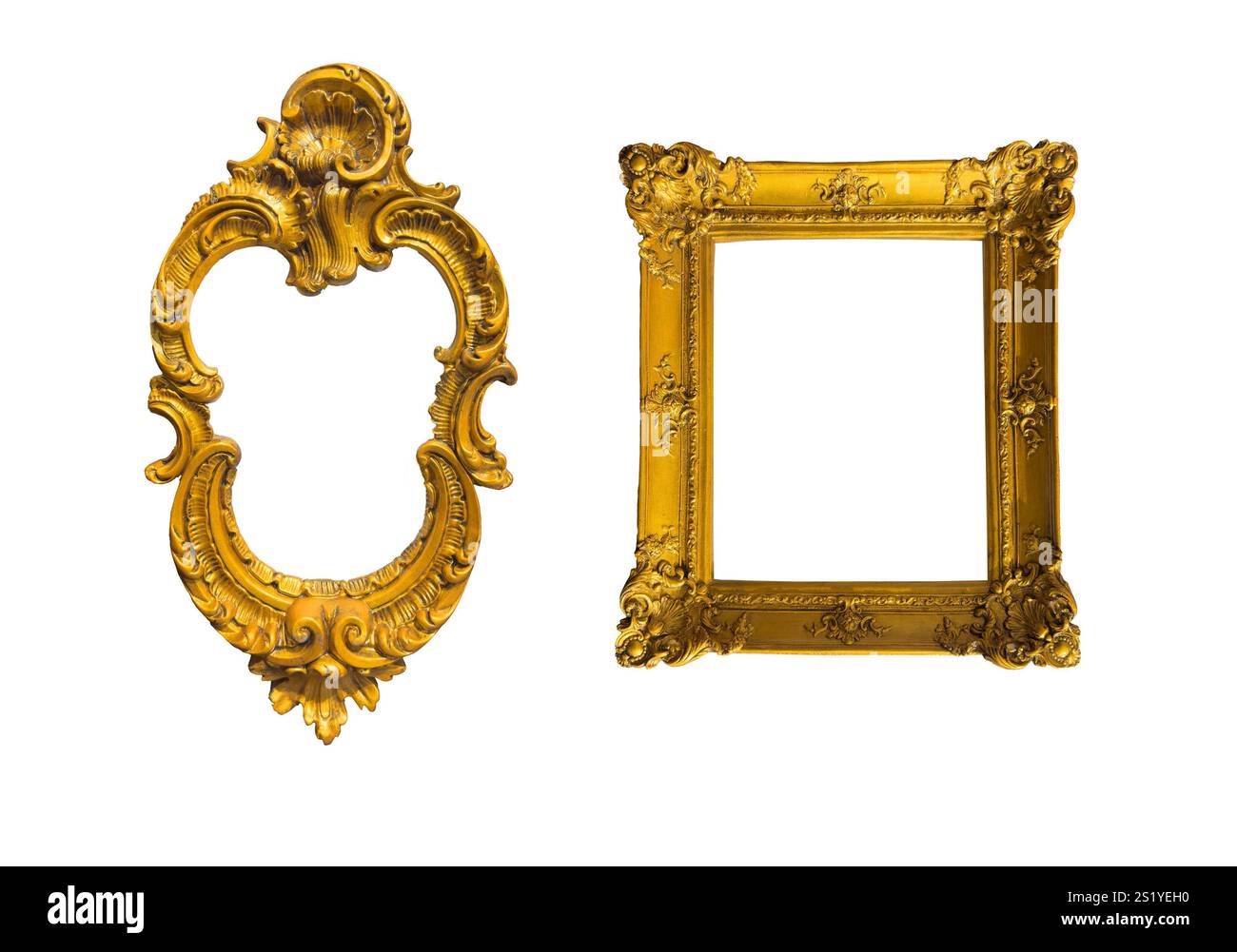 Vintage picture frame set. Ornate, classic designs in gold and yellow ...