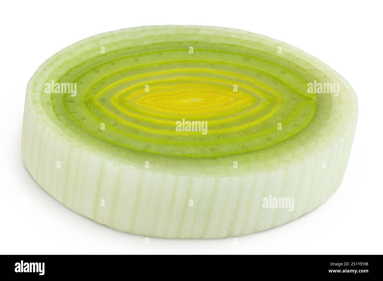 sliced Leek vegetable isolated on white background with full depth of ...