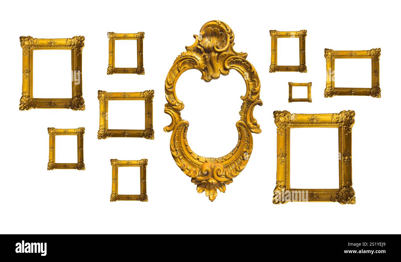 Vintage frame arrangement set. Classic baroque style frames in gold ...