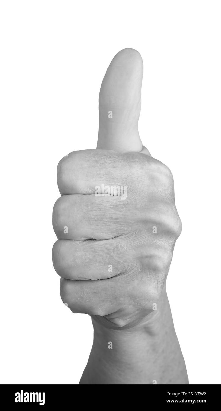 Mature woman showing gesture Black and White Stock Photos & Images - Alamy