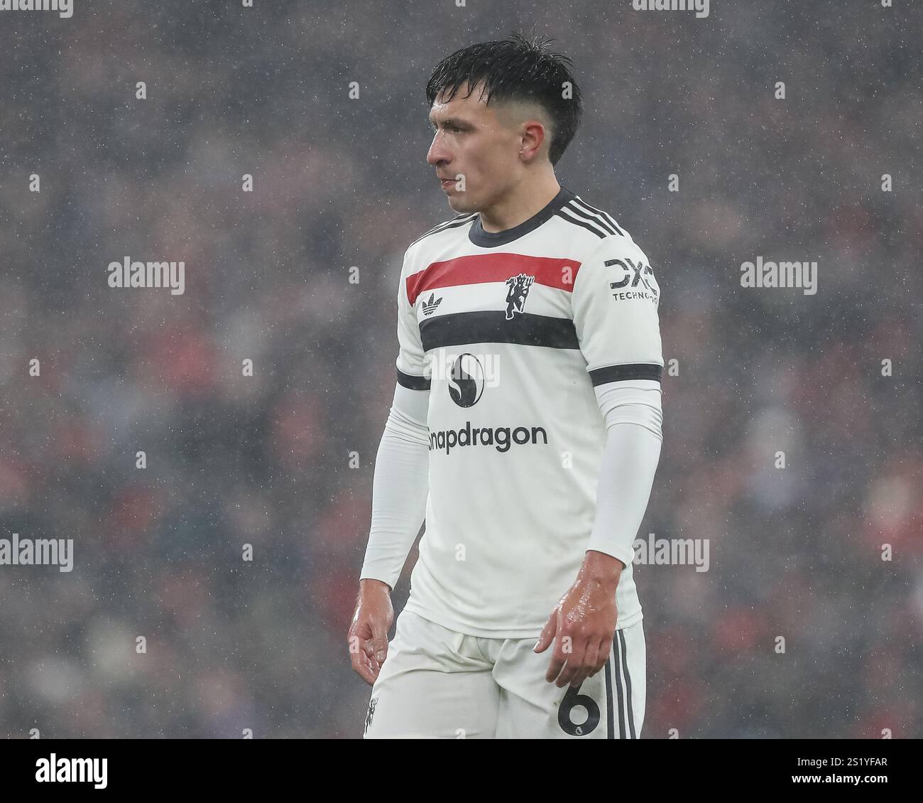 Lisandro Martínez of Manchester United looks on during the Premier ...