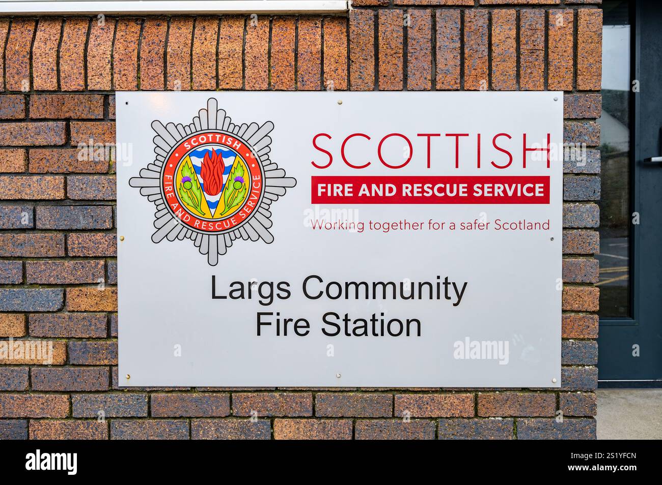 Scottish Fire and rescue Service sign on Largs Community Fire Station ...