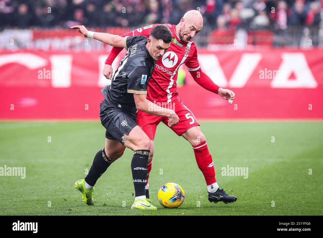 Roberto PICCOLI of Cagliari Calcio and Luca CALDIROLA of AC Monza ...