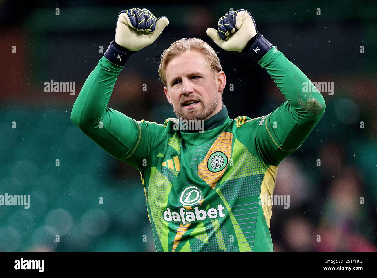 Celtic goalkeeper Kasper Schmeichel celebrates after the William Hill ...