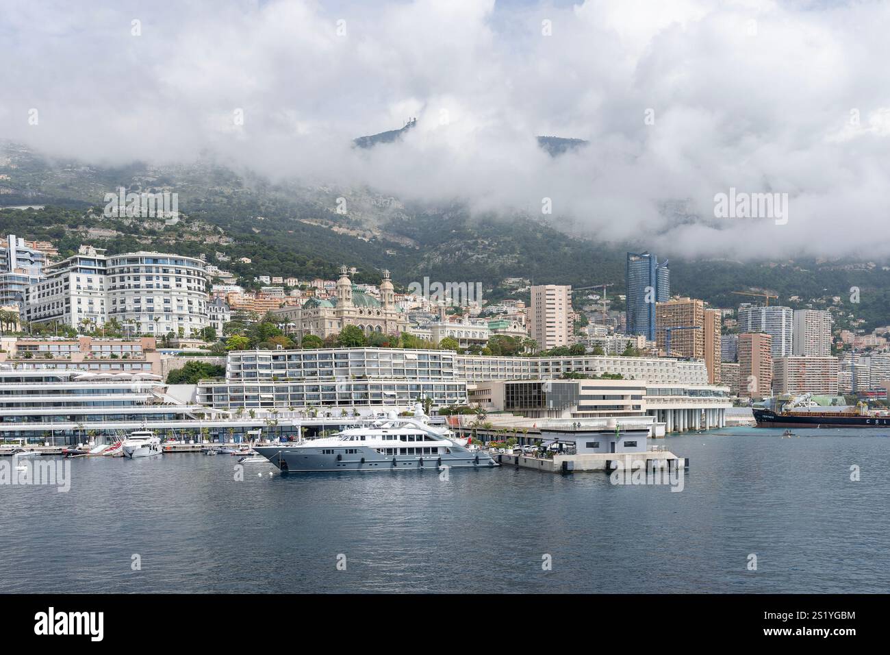 Monte Carlo, Monaco - View on Monaco with the Port Hercules and its ...