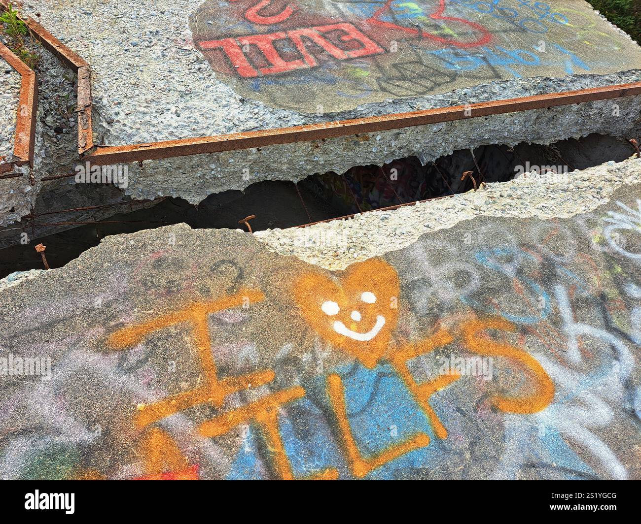 Holes in roof of radar building at Red Cliff Radar Station in Logy Bay ...