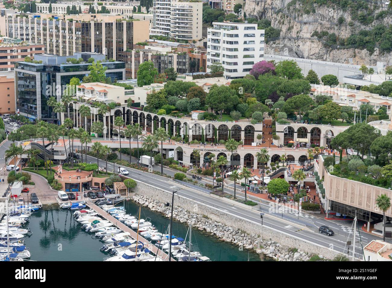 Monte Carlo, Monaco - View of the Fontvieille district in Monaco and ...