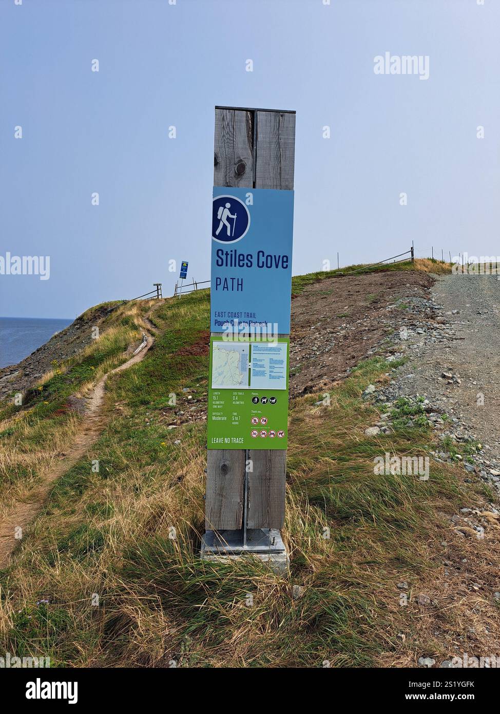 East Coast Trail Stiles Cove Path sign in Pouch Cove, Newfoundland ...