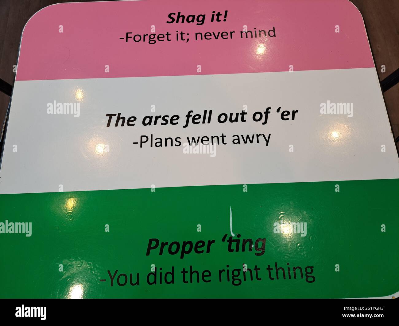 Newfoundland sayings on tables at the Visitor Centre at Signal Hill ...