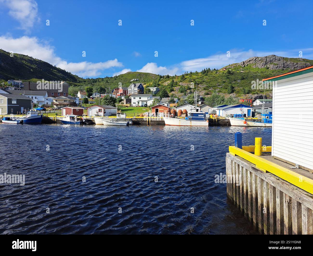 Fishing boats tied up at the dock in Petty Harbour–Maddox Cove ...