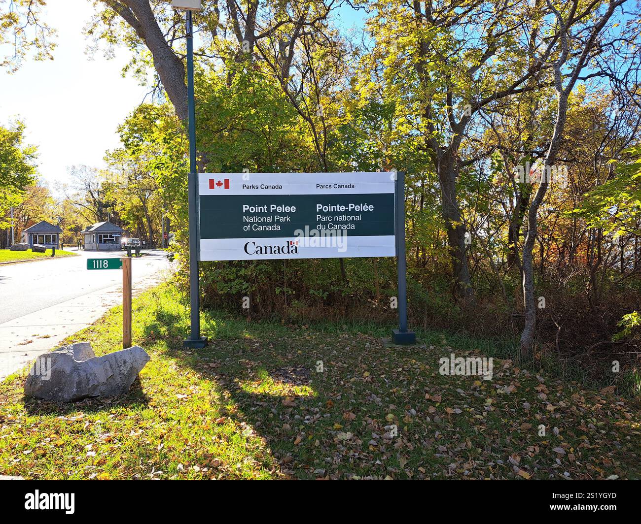 Parks Canada Point Pelee National Park sign at the park entrance in ...