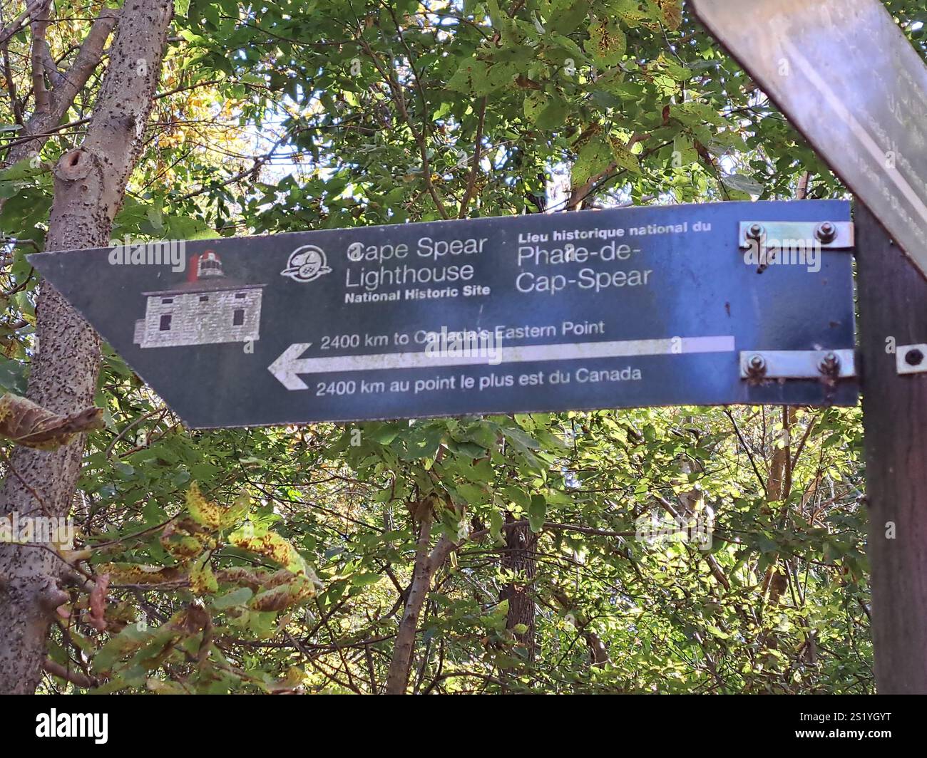 Directional sign to Cape Spear at Tip Exhibit at Point Pelee National ...