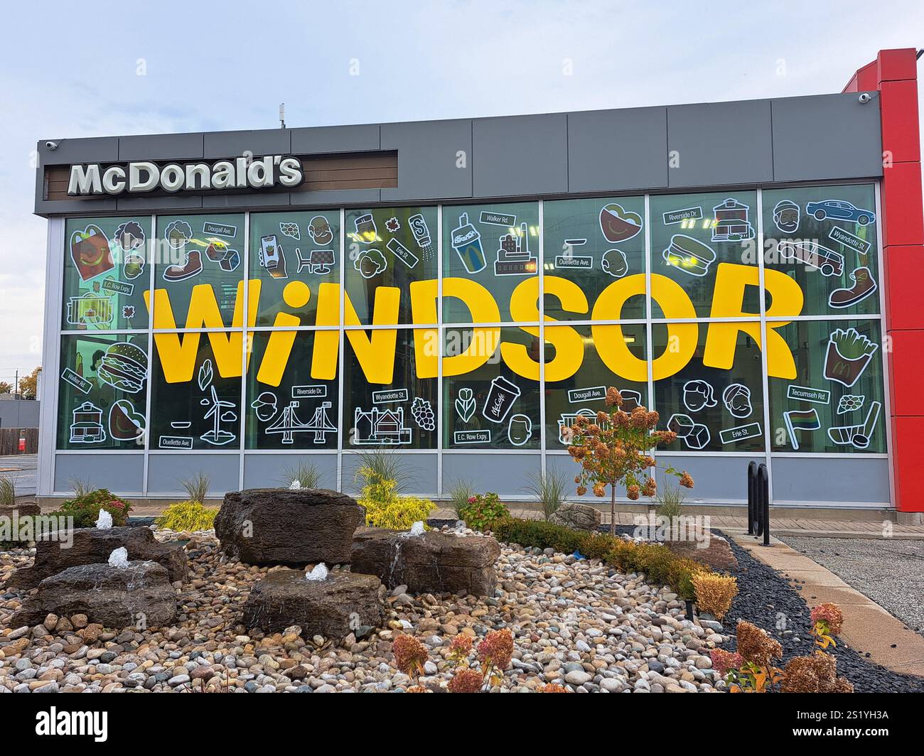 Windsor sign in the window at McDonald's on Dougall Avenue in Windsor ...
