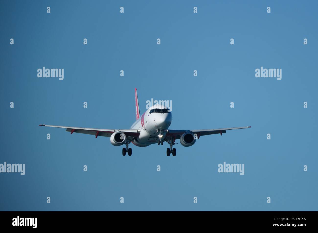 Red Wings aircraft landing at Batumi Airport. SSJ 100 landing at ...