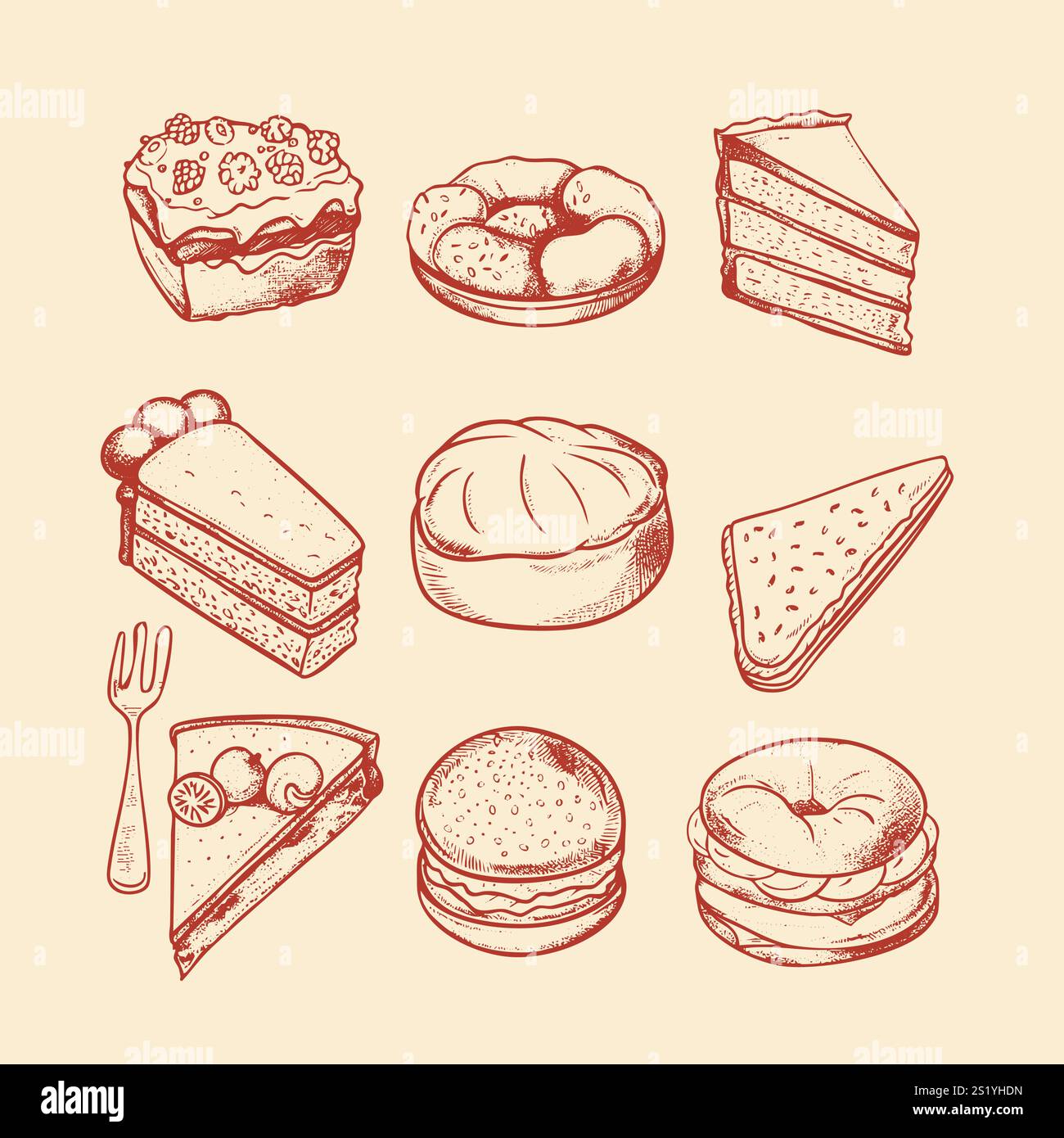 Vector collection of ink hand drawn fruit and berry baking illustration ...