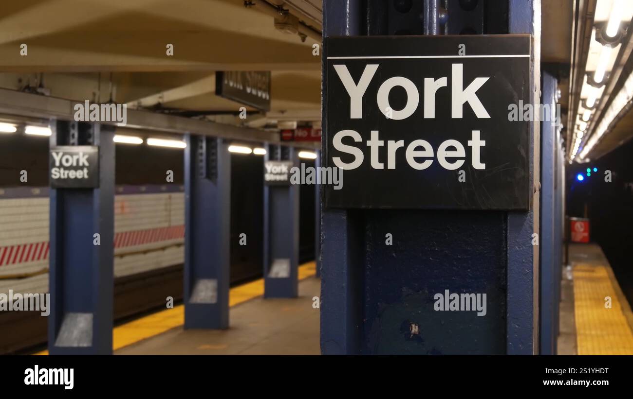 New York City empty subway station interior, underground metropolitan ...