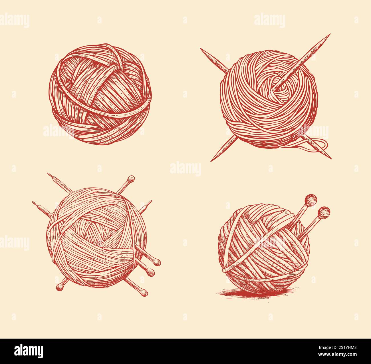 Yarn ball wool for crochet and knit. Cashmere vintage vector sketch ...