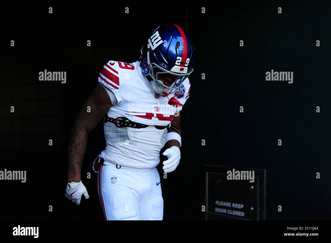 New York Giants running back Tyrone Tracy Jr. (29) runs onto the field ...