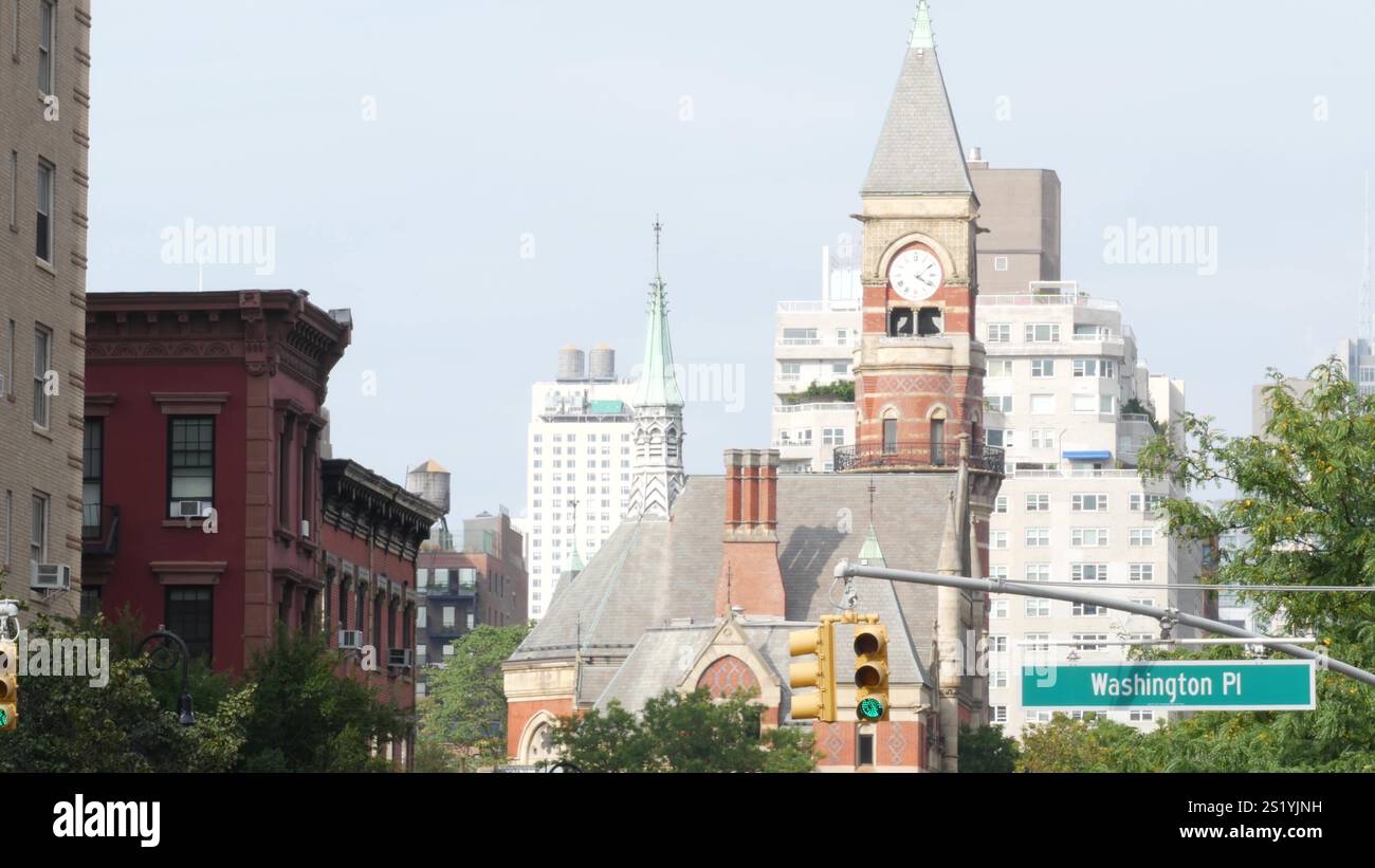 New York City street. Manhattan Greenwich village landmark, United ...