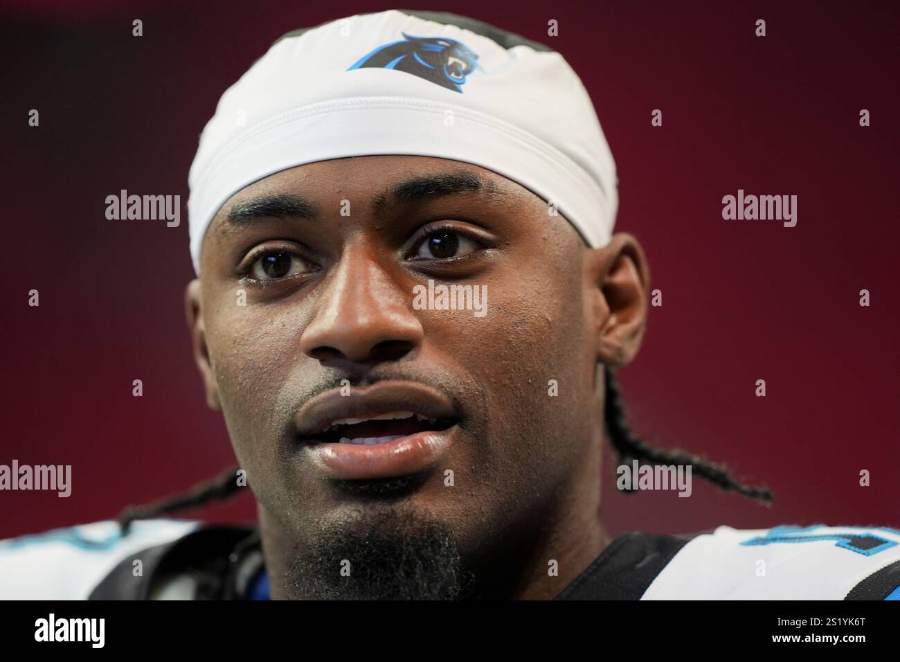 Carolina Panthers wide receiver Xavier Legette watches during warm ups ...