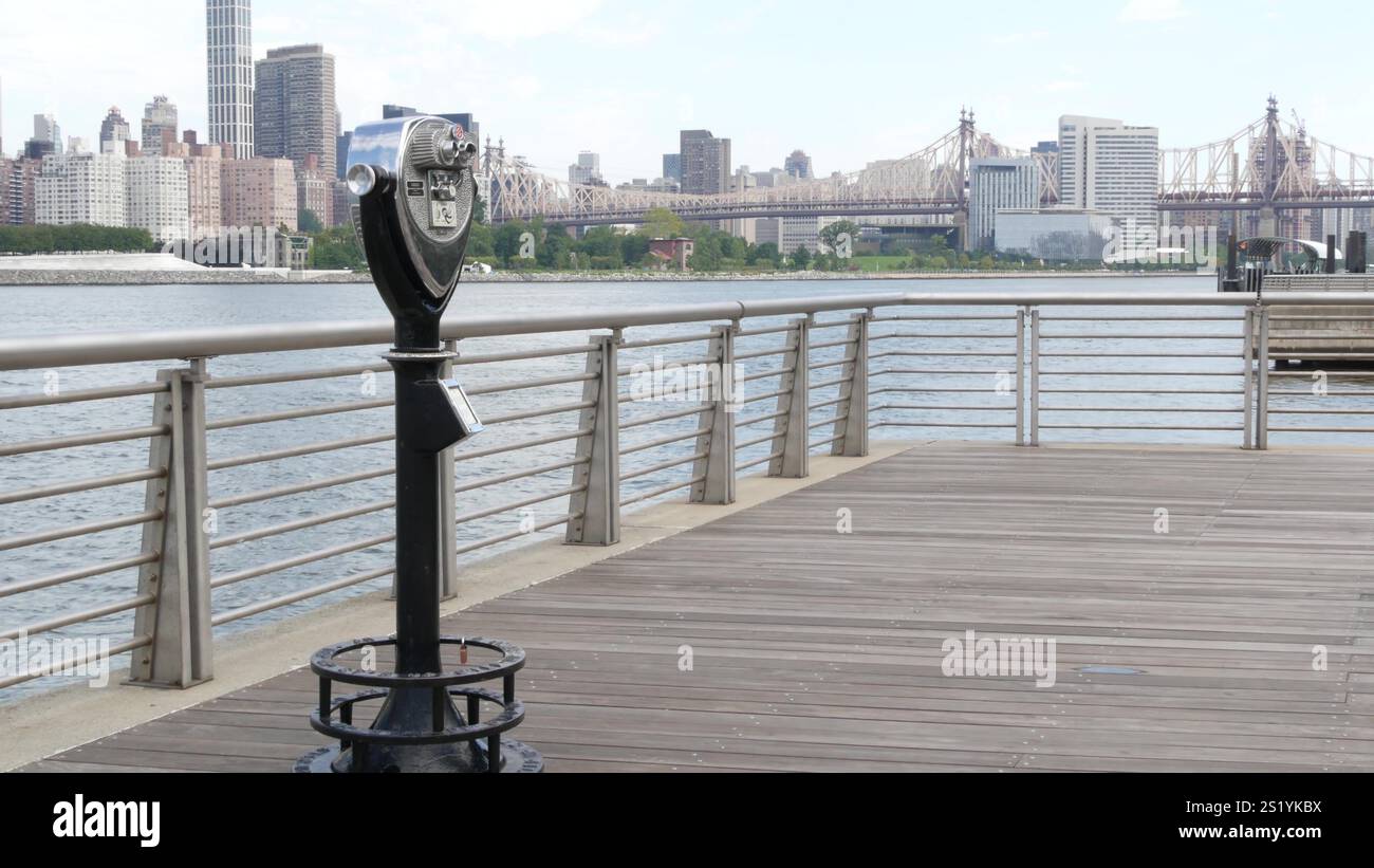 New York City waterfront skyline, Manhattan Midtown buildings ...