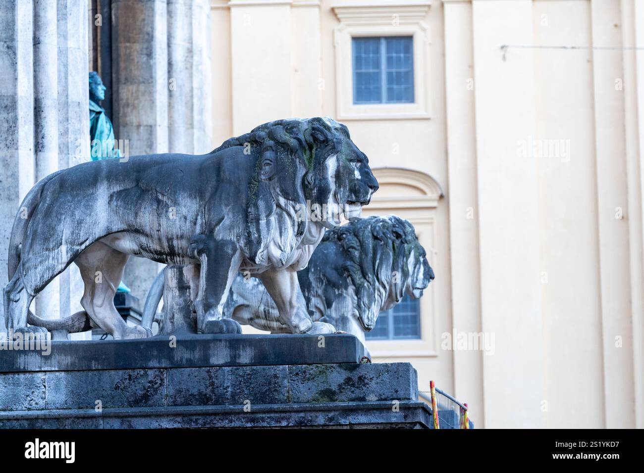 Munich, Germany - December 3, 2024: Stone lion statues at ...