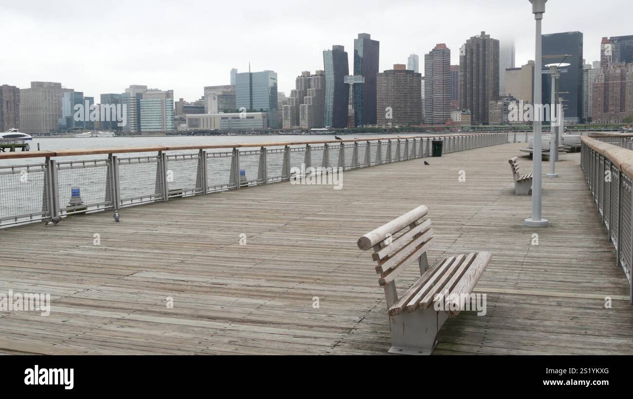New York City waterfront skyline, Manhattan Midtown buildings ...