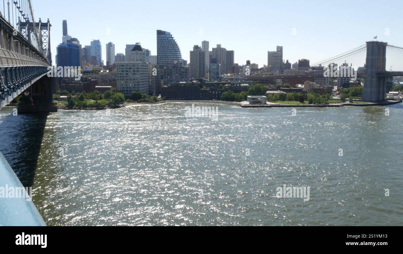 New York City Manhattan Bridge to Dumbo, Brooklyn Bridge. Waterfront ...