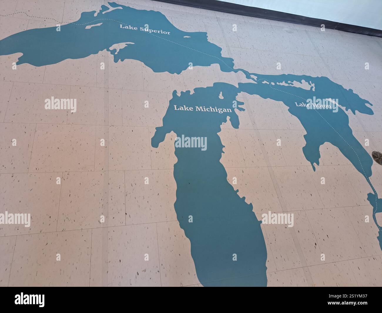 Map of the Great Lakes sign on the floor inside St. Catharines Museum ...