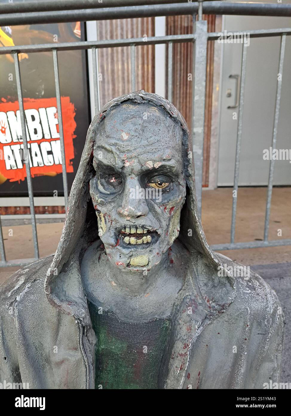 Zombie sitting on a bench on Clifton Hill in Niagara Falls, Ontario ...