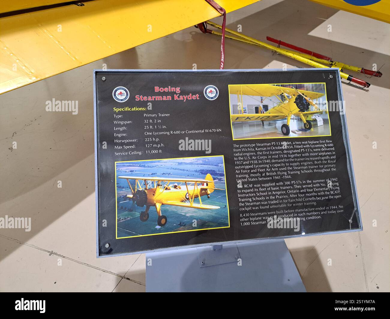 Information sign for Boeing Stearman Kaydet at Canadian Warplane ...