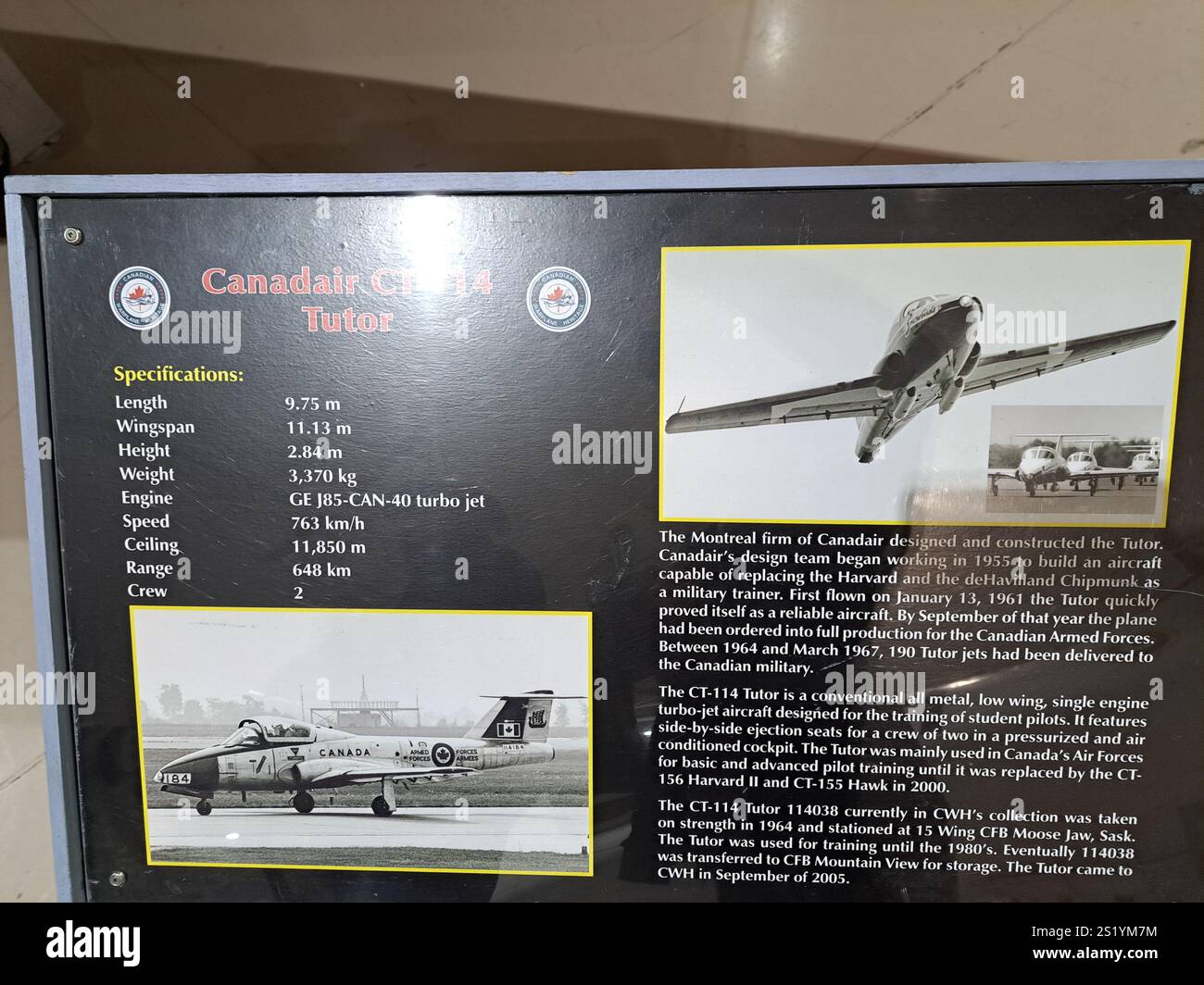Information sign for Canadair CT-114 Tutor at Canadian Warplane ...
