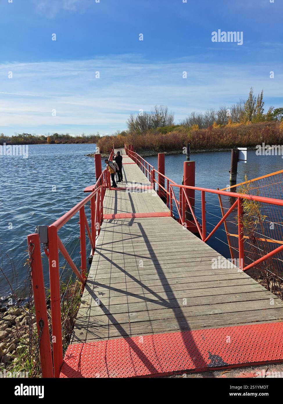 Floating pedestrian bridge at Tommy Thompson Park in Scarborough ...