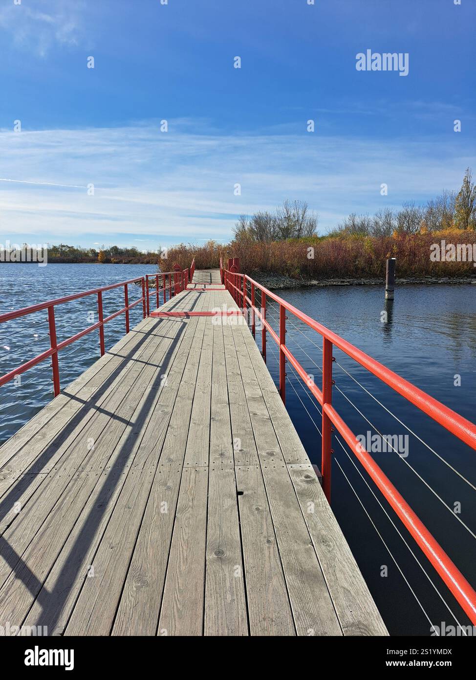 Floating pedestrian bridge at Tommy Thompson Park in Scarborough ...