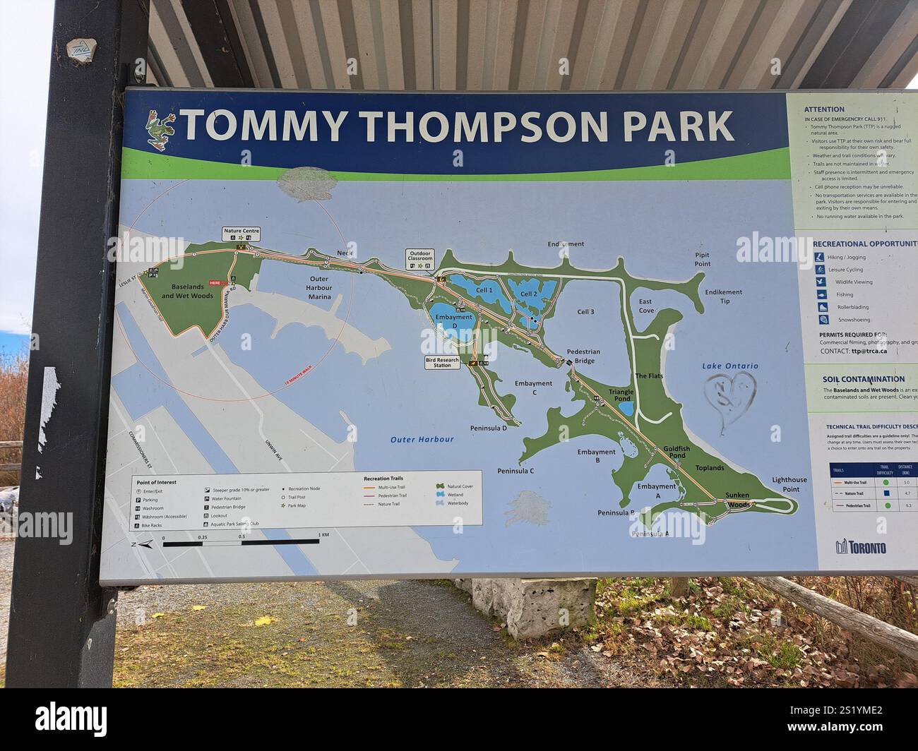 Information sign at Tommy Thompson Park in Scarborough, Toronto ...
