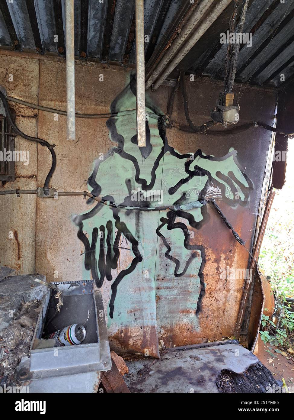 Graffiti tagged on the utility shed at Toronto Harbour Lighthouse at ...