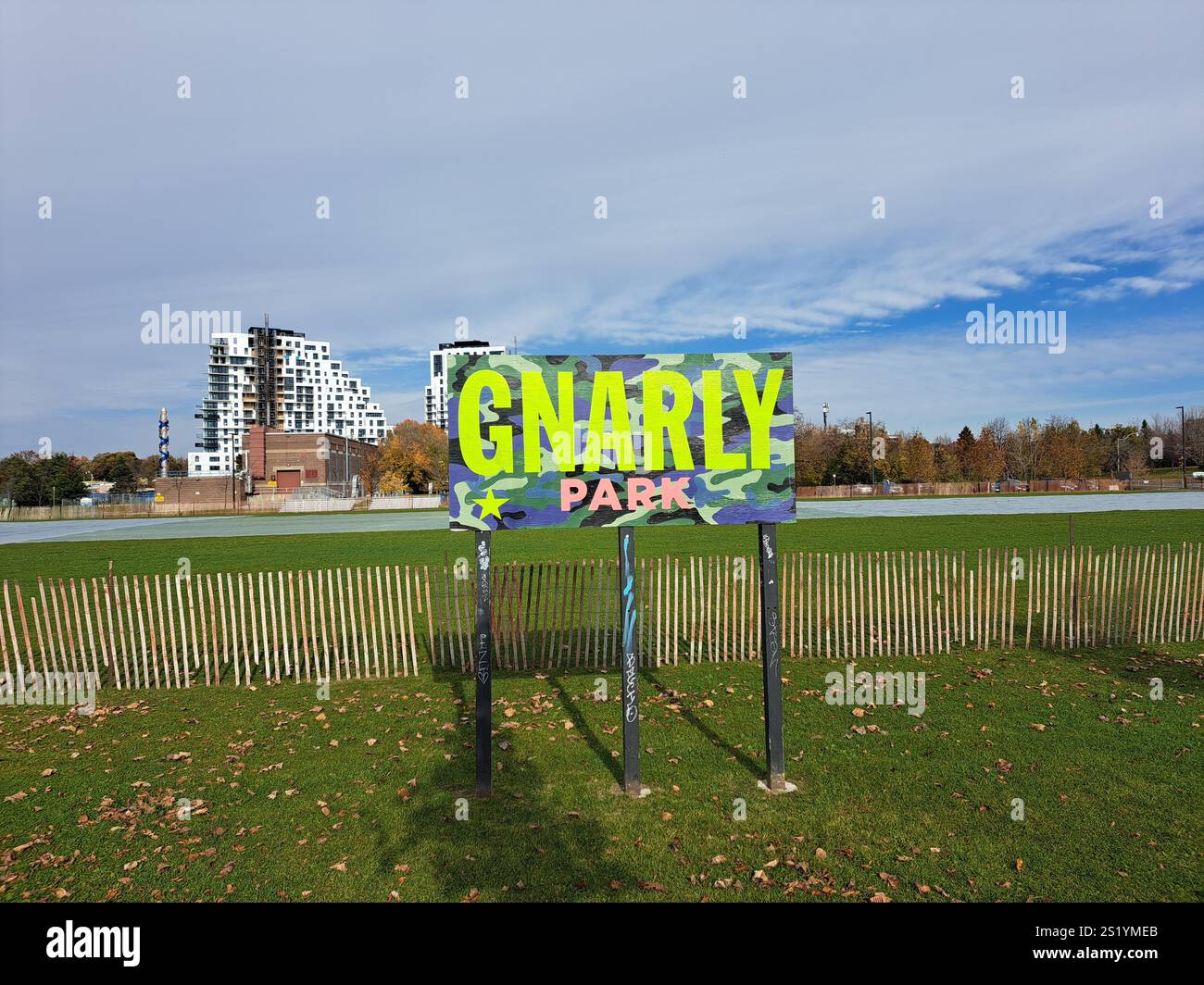 Gnarly skatepark sign at Tubs & Gee Gage Rugby Field on Eastern Ave in ...