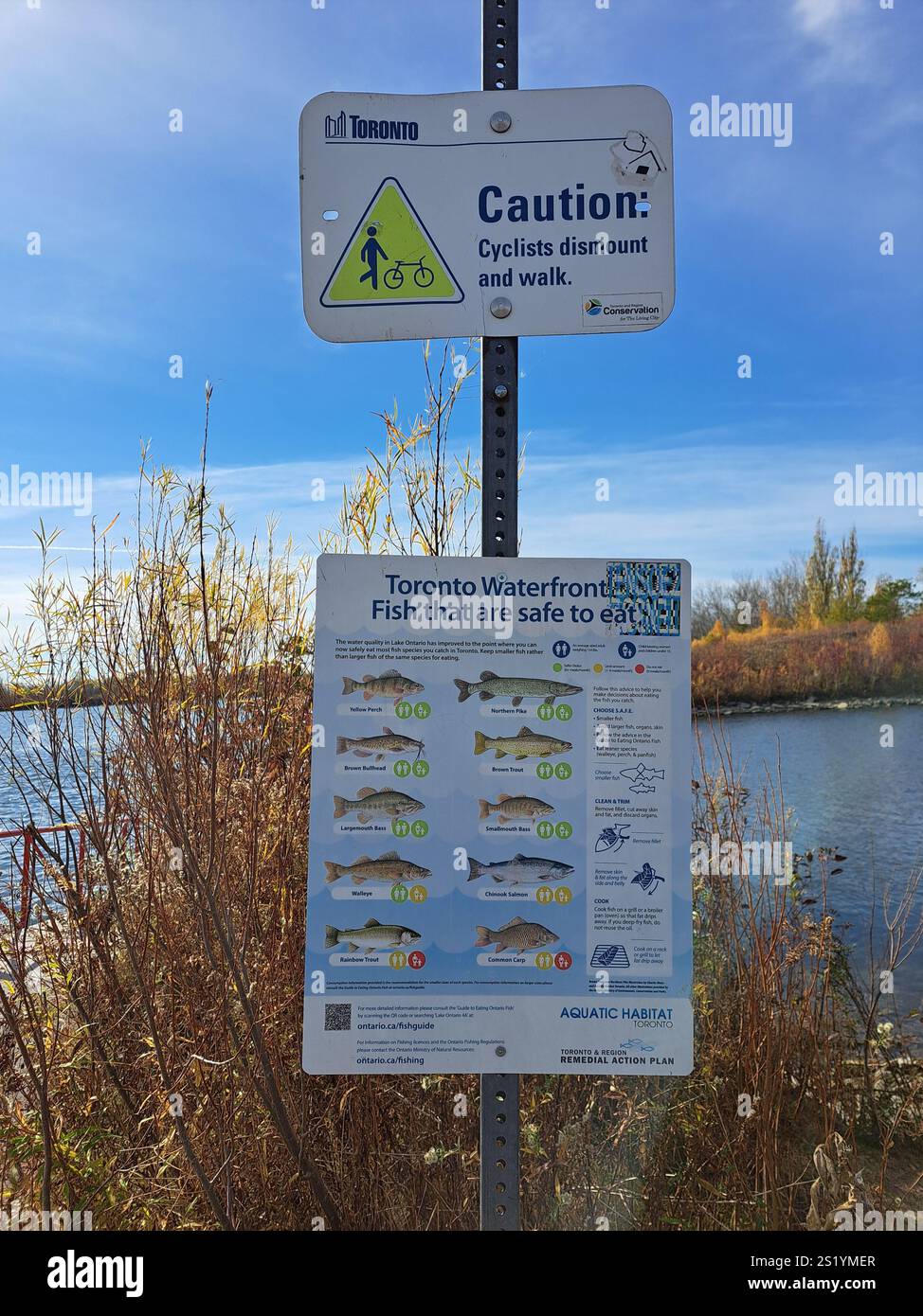 Walking trail and types of fish signs at Tommy Thompson Park in ...
