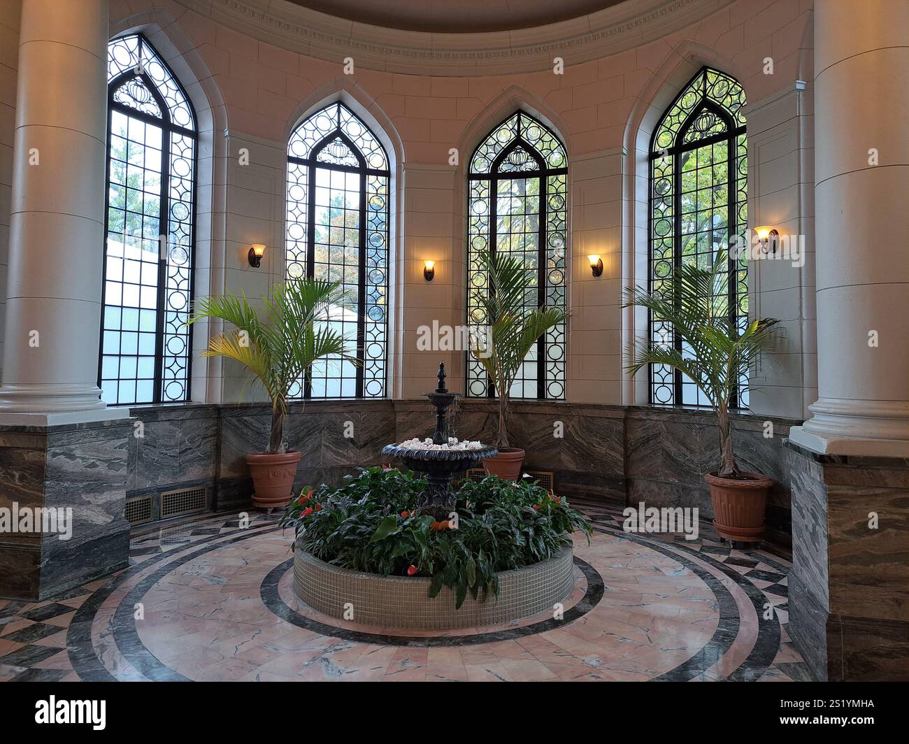 Water fountain in the grand hall inside Casa Loma on Austin Terrace in ...