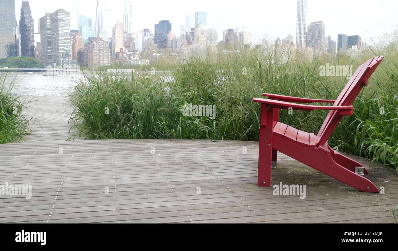 New York City waterfront skyline, Manhattan Midtown buildings ...